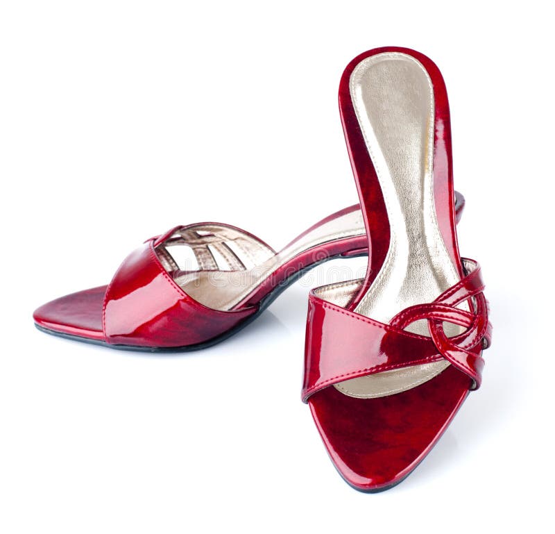 Chaussures En Cuir Rouges De Femme Photo stock - Image du moderne, fond ...
