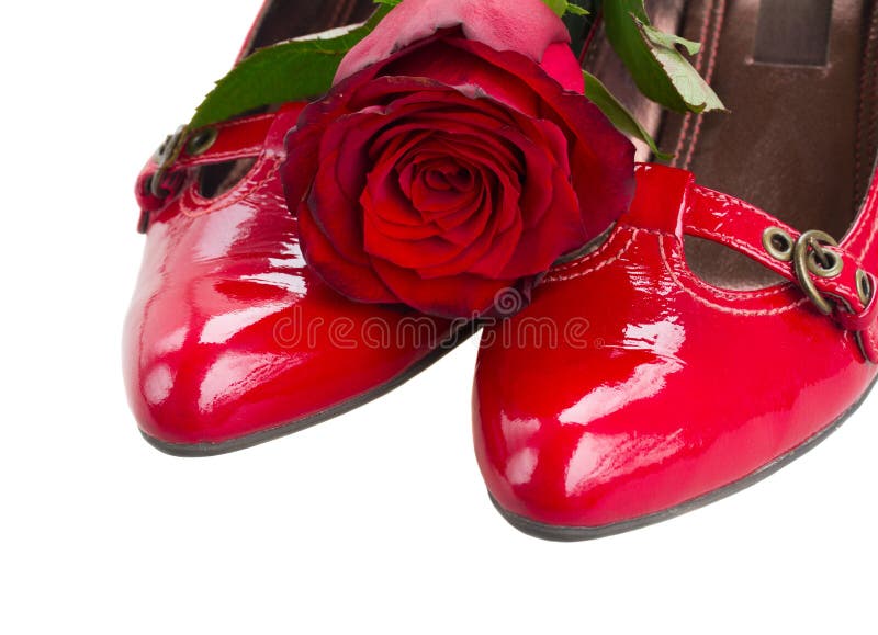 Chaussures Rouges Avec La Fleur Rose Photo stock - Image du chaussure ...