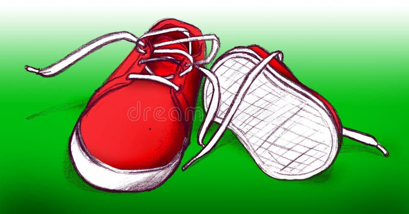 Chaussures Rouges Sur Le Fond Vert Illustration Stock - Illustration du ...