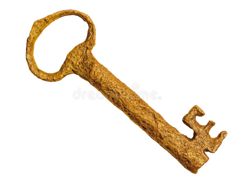 Chave dourada isolada imagem de stock. Imagem de antiguidade - 18542991