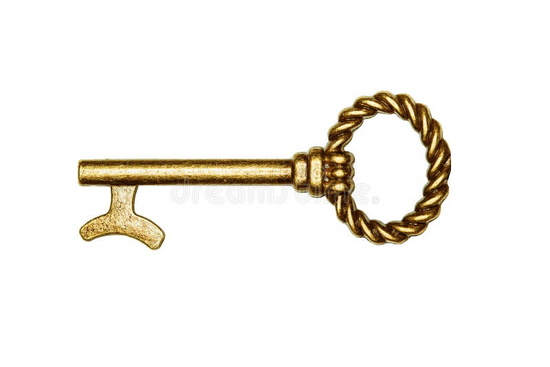 Chave Dourada Isolada No Branco Foto de Stock - Imagem de colheita ...