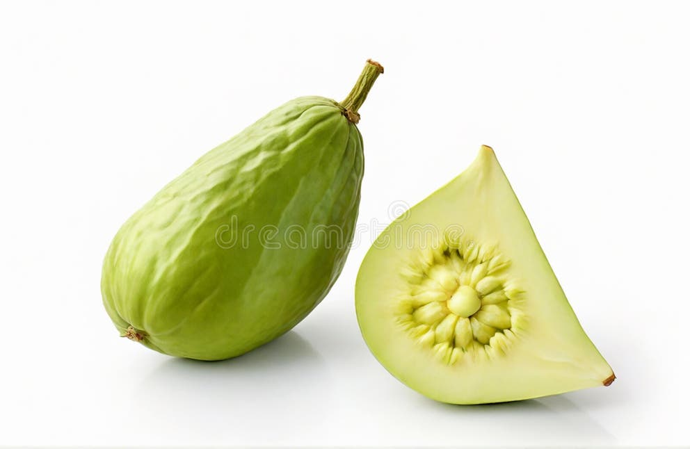 Chayote, Cut Out on White Background Stock Illustration - Illustration ...