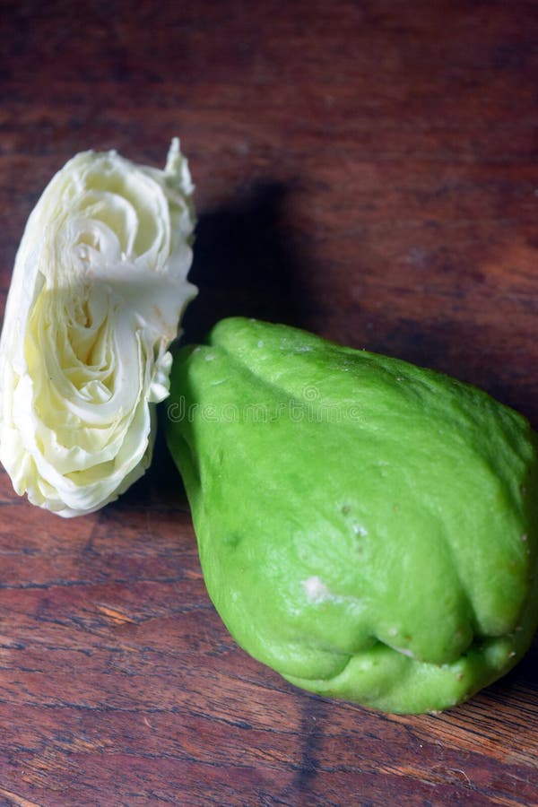 Chayote and Fresh Cabbage on the Table Stock Photo - Image of sayur ...