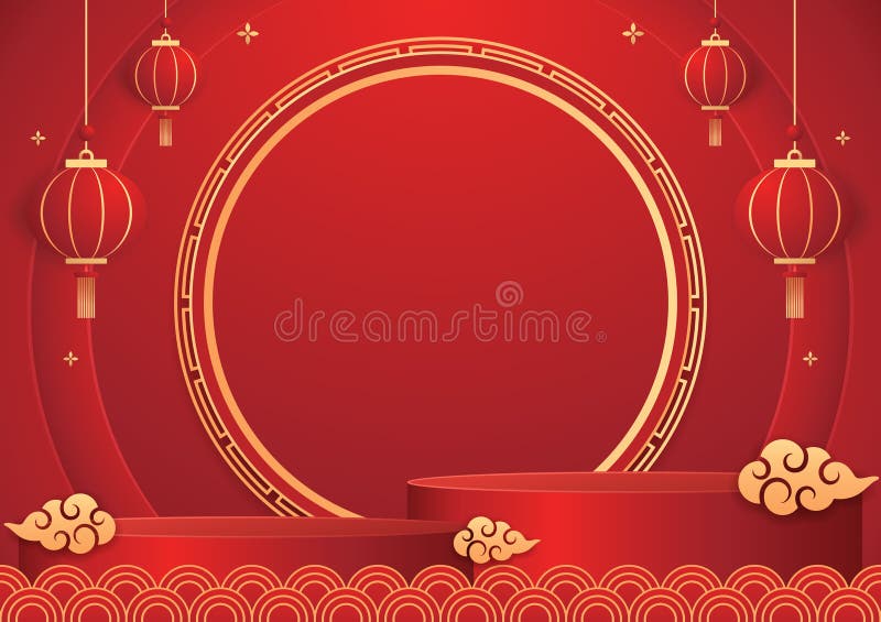 Happy Chinese New Year 2024. Chinese New Year Banner with Circle. Stock Vector - Illustration of ...
