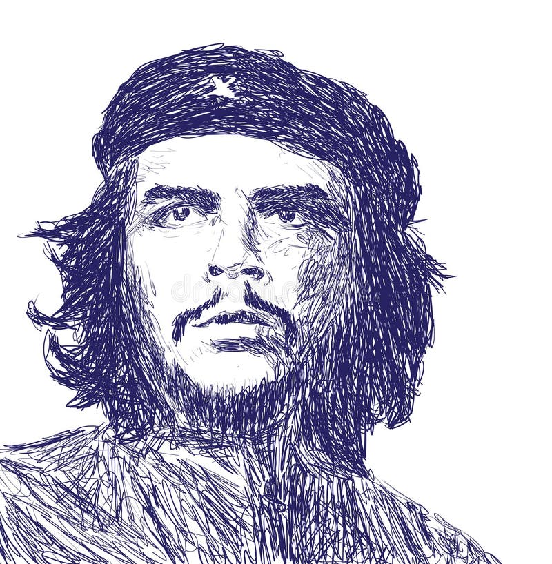 Handgetekend Kraskunstportret Van Che Guevara Vector Illustratie ...