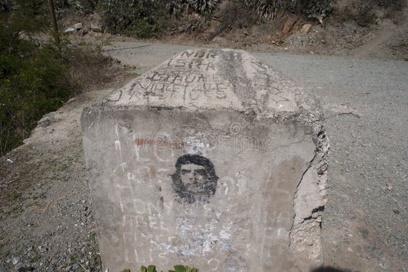 Che Guevara S Grafity Spray Painted Black on an Abandoned Wall Stock ...
