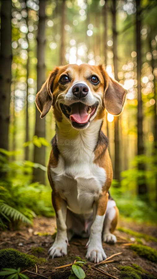 Cheagle dog laughs forest stock illustration. Illustration of sticker ...