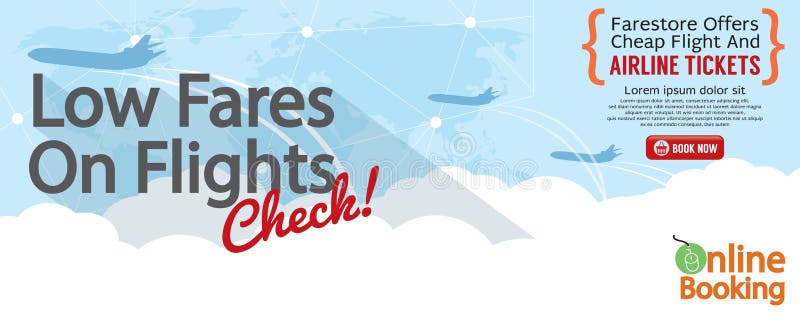 Cheap Flight for Sale 1500x600 Banner. Stock Vector - Illustration of ...