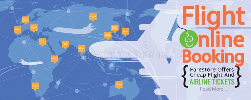 Cheap Flights Advertising 1500x600 Pixel Banner. Stock Vector ...