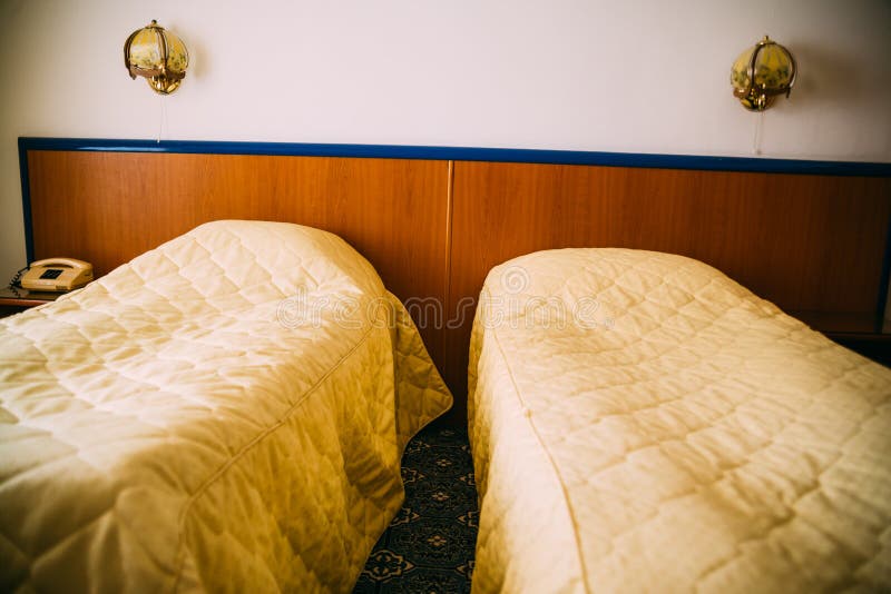 Cheap hotel beds stock image. Image of room, night, hotel - 50061319