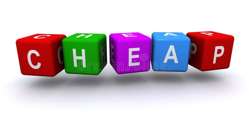 Cheap word block on white stock illustration. Illustration of campaign ...