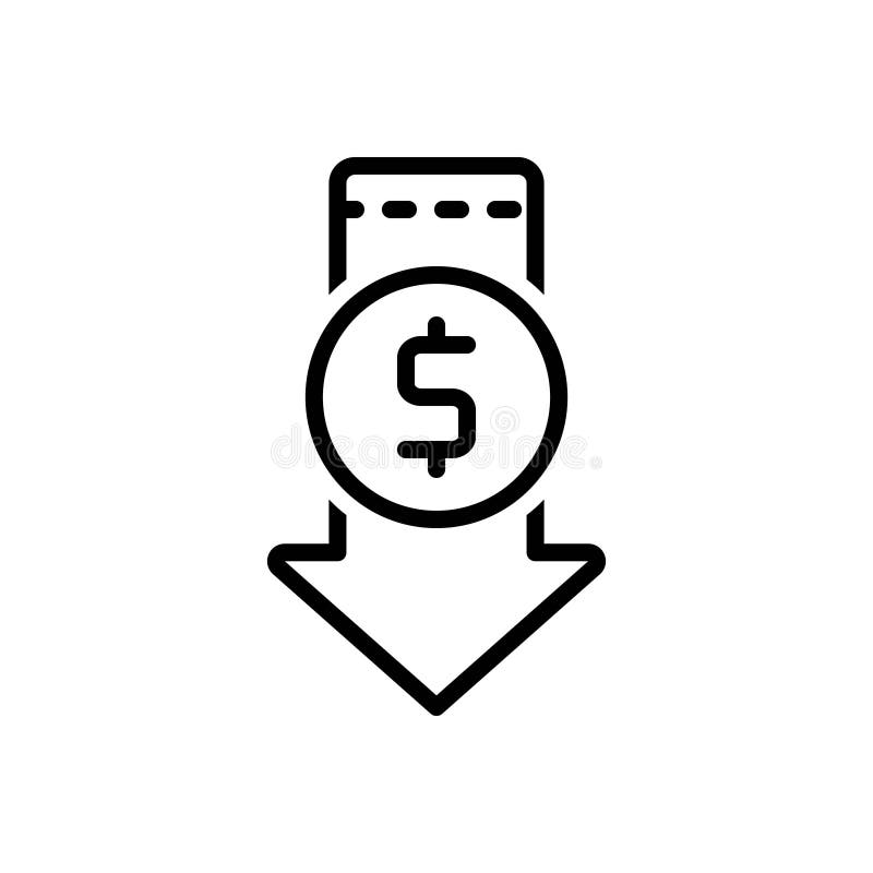 Black Line Icon for Cheapest, Low Cost and Priced Stock Illustration ...