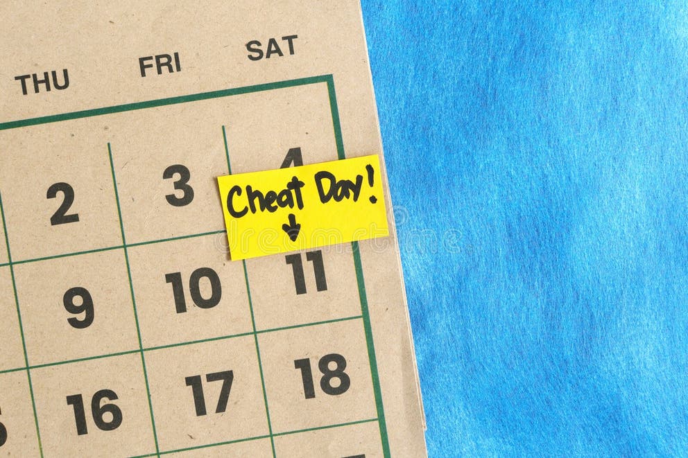 Cheat Day Concept. Written Reminder Note on a Calendar Stock Photo ...