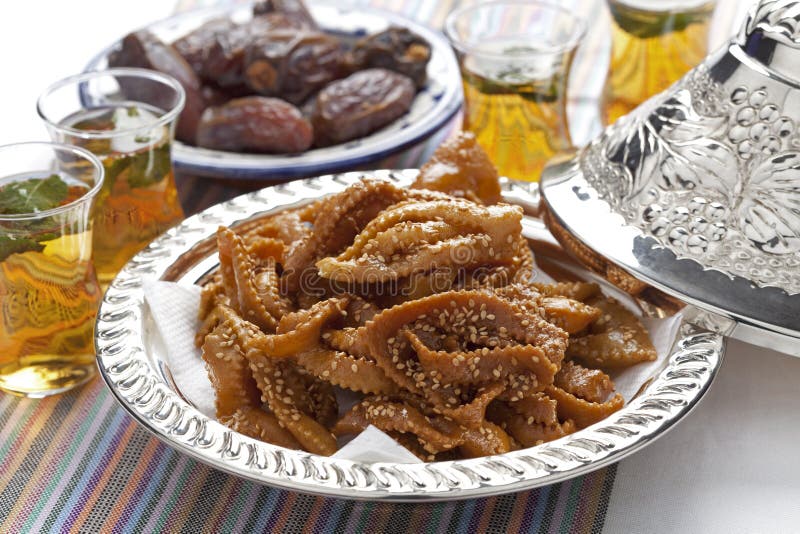 Chebakia Honey Cookies and Dates Stock Photo - Image of honey, tagine ...