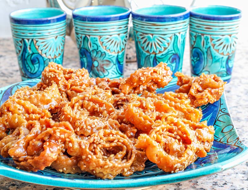 Moroccan chebakia cookies stock image. Image of sesame - 118029261
