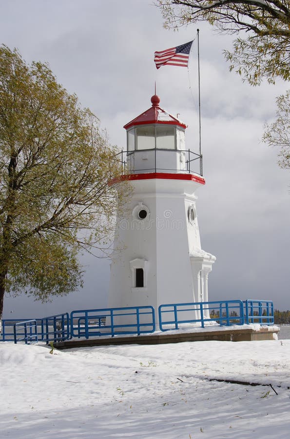 Cheboygan Crib Lighthouse stock photo. Image of lake, huron - 8259512
