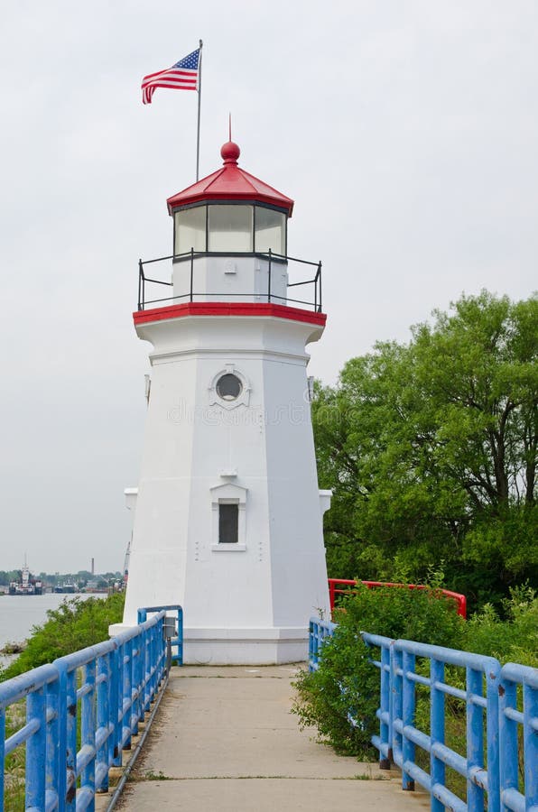 Cheboygan Crib Lighthouse, Michigan Stock Photo - Image of cheboygan ...