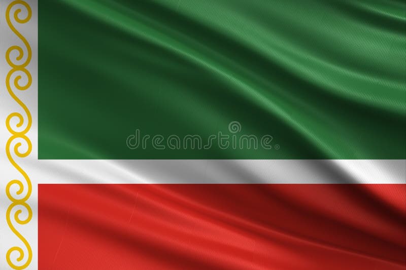 Chechnya Flag with Fabric Texture, Official Colors, 3D Illustration ...