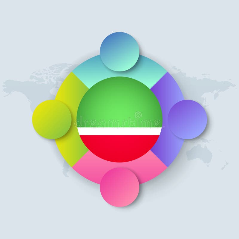 Chechen Republic Flag with Infographic Design Isolated on Dot World Map ...