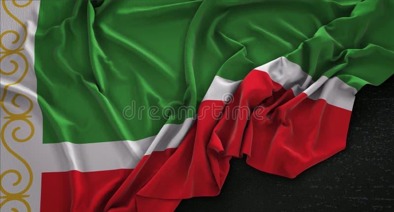 Chechen Republic Flag Wrinkled on Dark Background 3D Render Stock ...