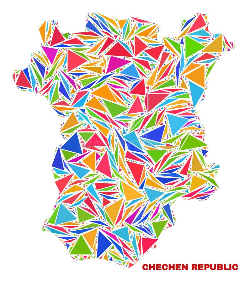 Chechen Republic Map - Mosaic of Color Triangles Stock Vector ...