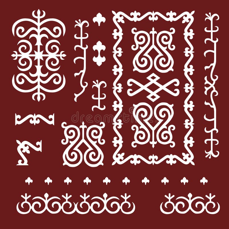 Chechen Traditional Ornament Elements. Vector Illustration Set Stock ...