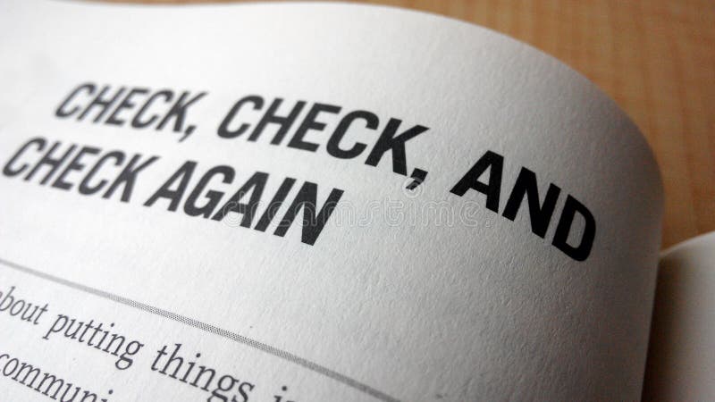 Check again word on a book stock photo. Image of risk - 61069796
