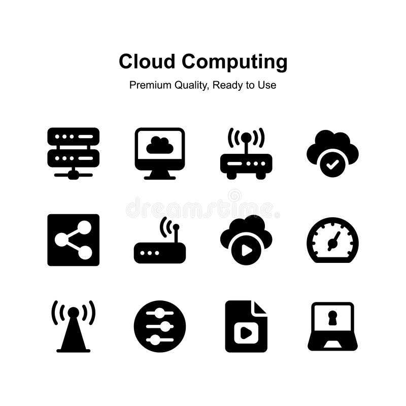 Check this Amazing Cloud Computing Icons in Modern Style Stock Vector ...