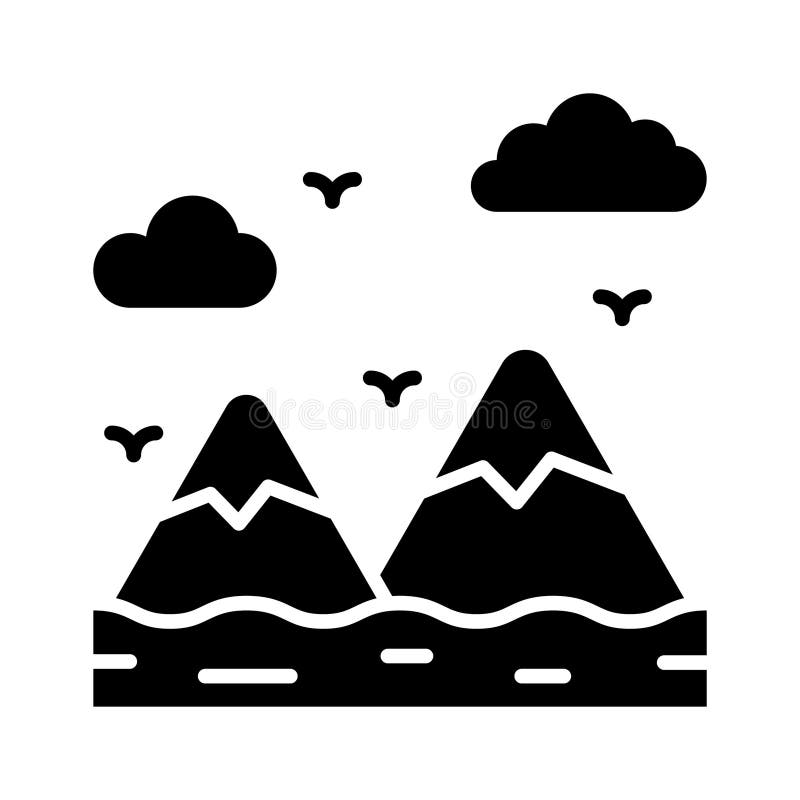 Check this Amazing Icon of Mountains, Landscape Vector Design Stock ...