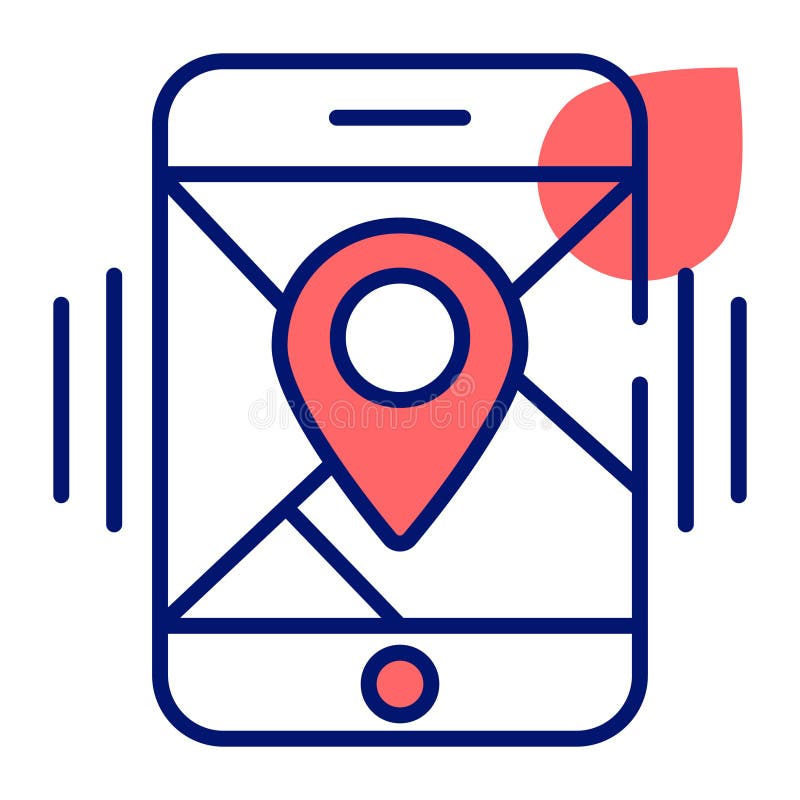 Mobile Navigation Glyph Icon, Map and Location Icon Stock Vector ...