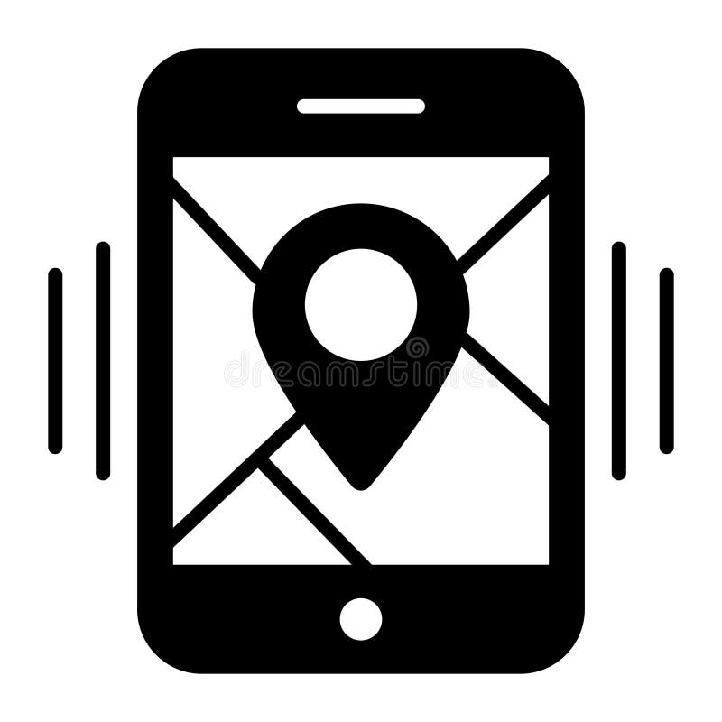 Mobile Navigation Glyph Icon, Map and Location Icon Stock Vector ...