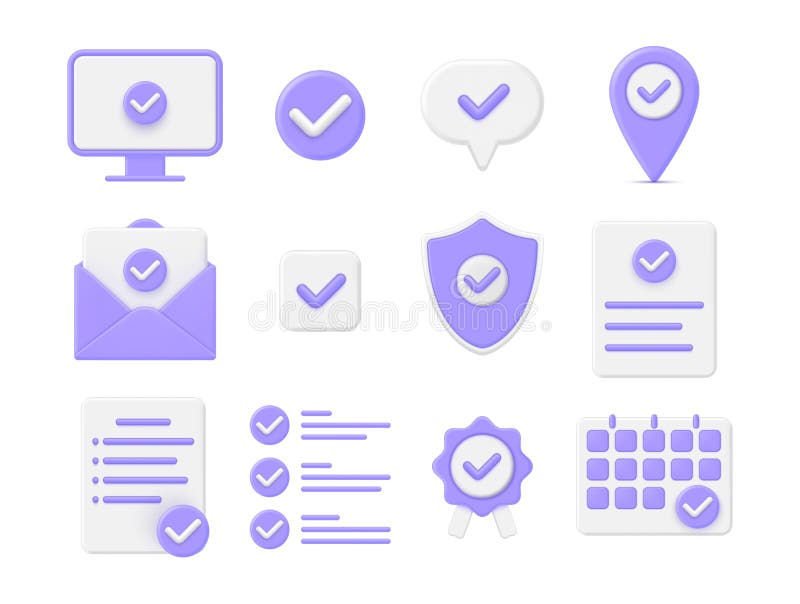 Check Approved Business 3d Icon Realistic Set Vector Electronic Paper ...