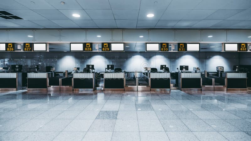 Check-in Area of a Modern Airport Stock Photo - Image of gate, blank ...