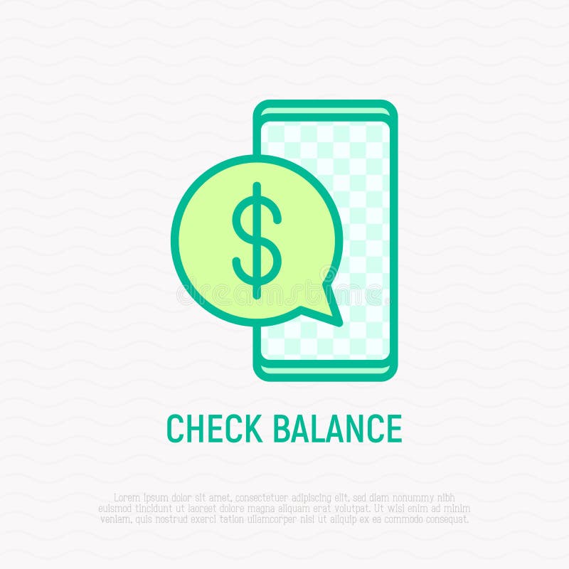 Check Balance on Smartphone Thin Line Icon Stock Vector - Illustration ...