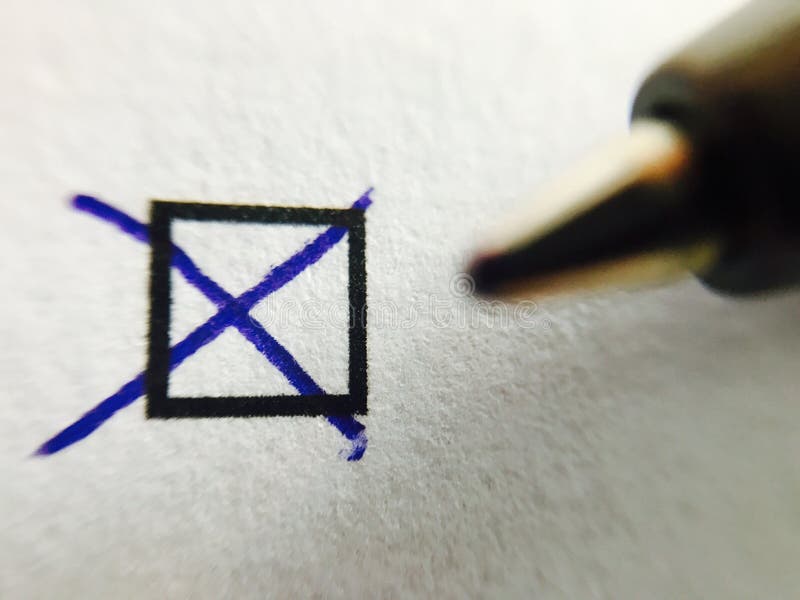 Check - Ballpoint Pen Marking Tick in Check Box Stock Image - Image of ...