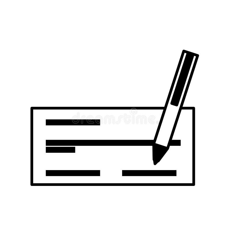 Check bank with pen icon stock vector. Illustration of finance - 92781058