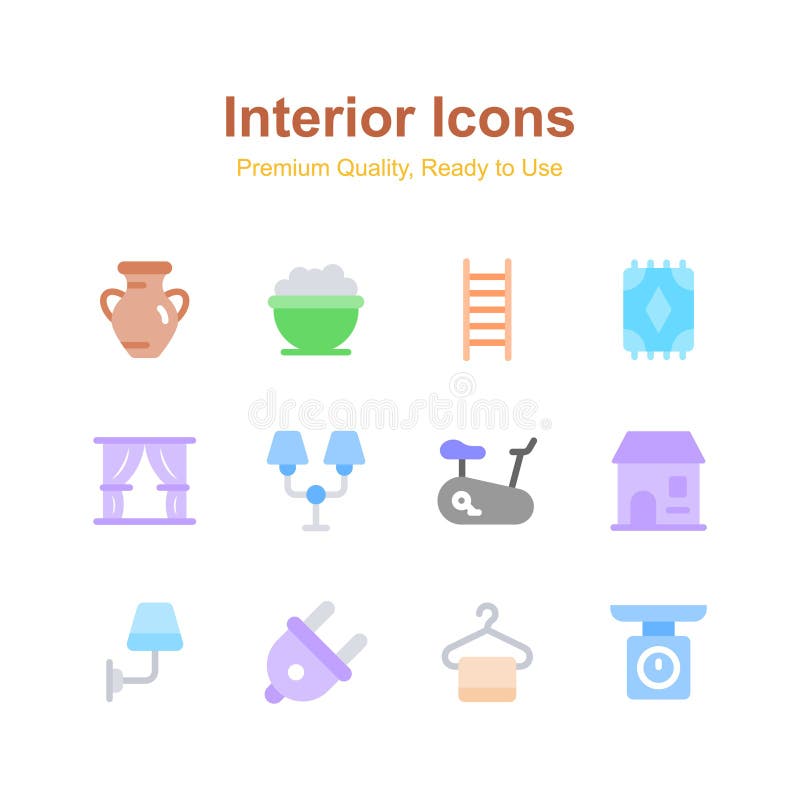 Check this Beautiful and Amazing Interior Icons Set Stock Vector ...