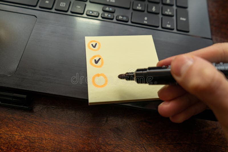 Check Black in Orange Circles Boxes on White Paper Stock Image - Image ...