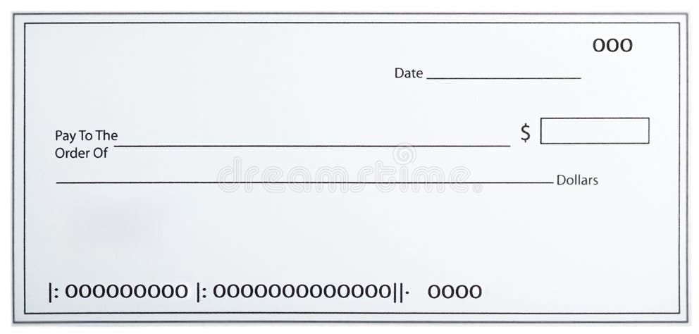 Blank White Cheque stock photo. Image of green, finance - 110566606