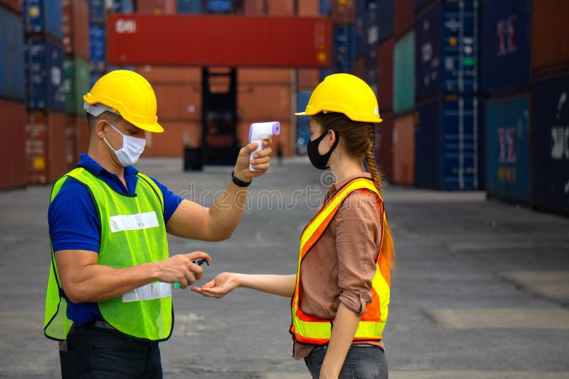 Check Body Temperature before Working in the Warehouse Stock Photo ...