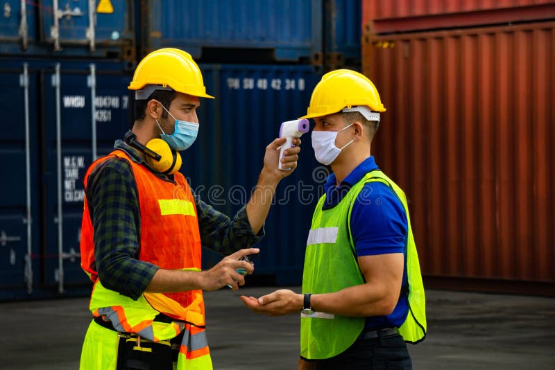 Check Body Temperature before Working in the Warehouse Stock Photo ...