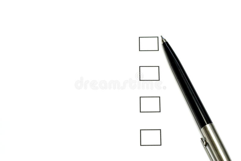 Survey Template, Questionnaire Choice, Marked Check Box with a Pen on ...