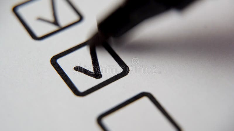 Check the Box in the Checklist with a Black Marker. Completed and ...