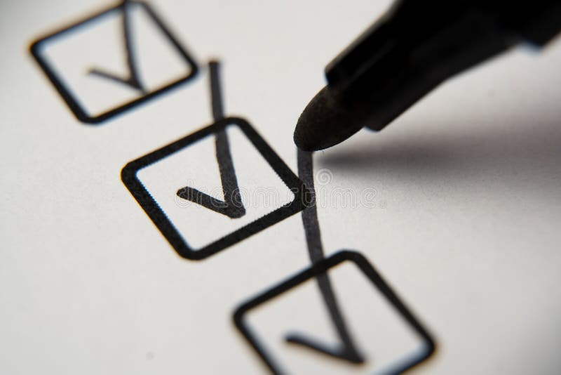 Check the Box in the Checklist with a Black Marker. Completed and ...