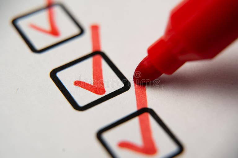 Check the Box in the Checklist with a Red Marker. Completed and ...