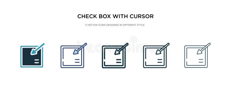 Check Box with Cursor Icon in Different Style Vector Illustration. Two ...