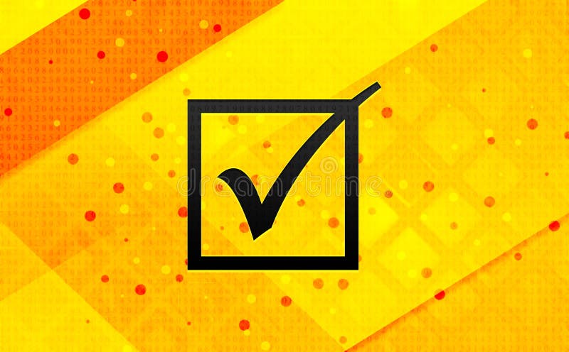 Check Box Icon Abstract Digital Banner Yellow Background Stock ...