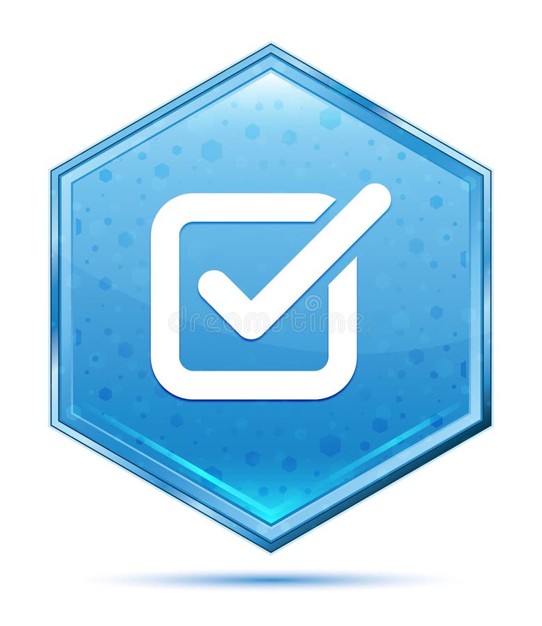 Check Box Icon Crystal Blue Hexagon Button Stock Illustration ...