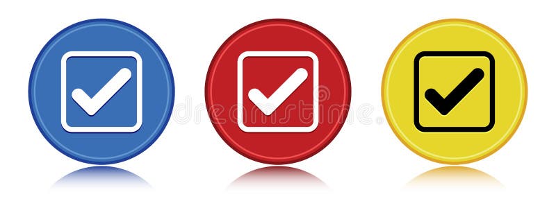 Check Box Icon Flat Round Button Set Illustration Stock Vector ...
