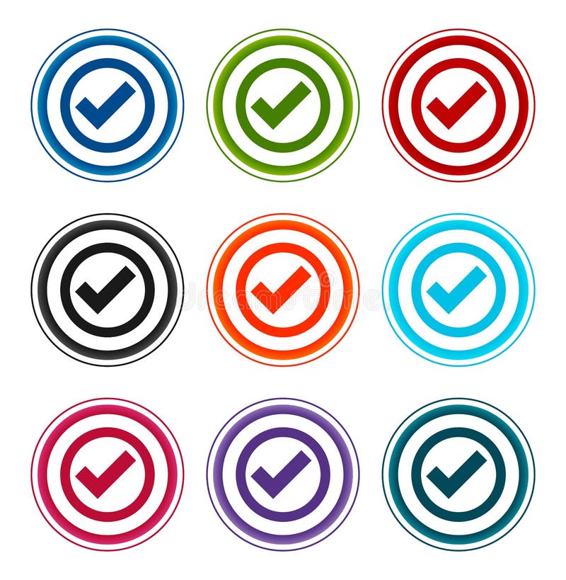 Check Box Icon Flat Round Buttons Set Illustration Design Stock Vector ...